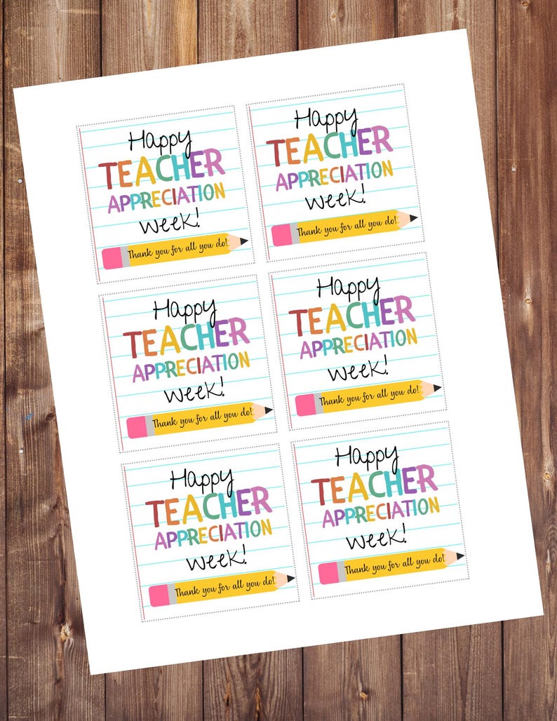 Teacher Appreciation Gift Tags | Happy Teacher Week Printable (instant ...