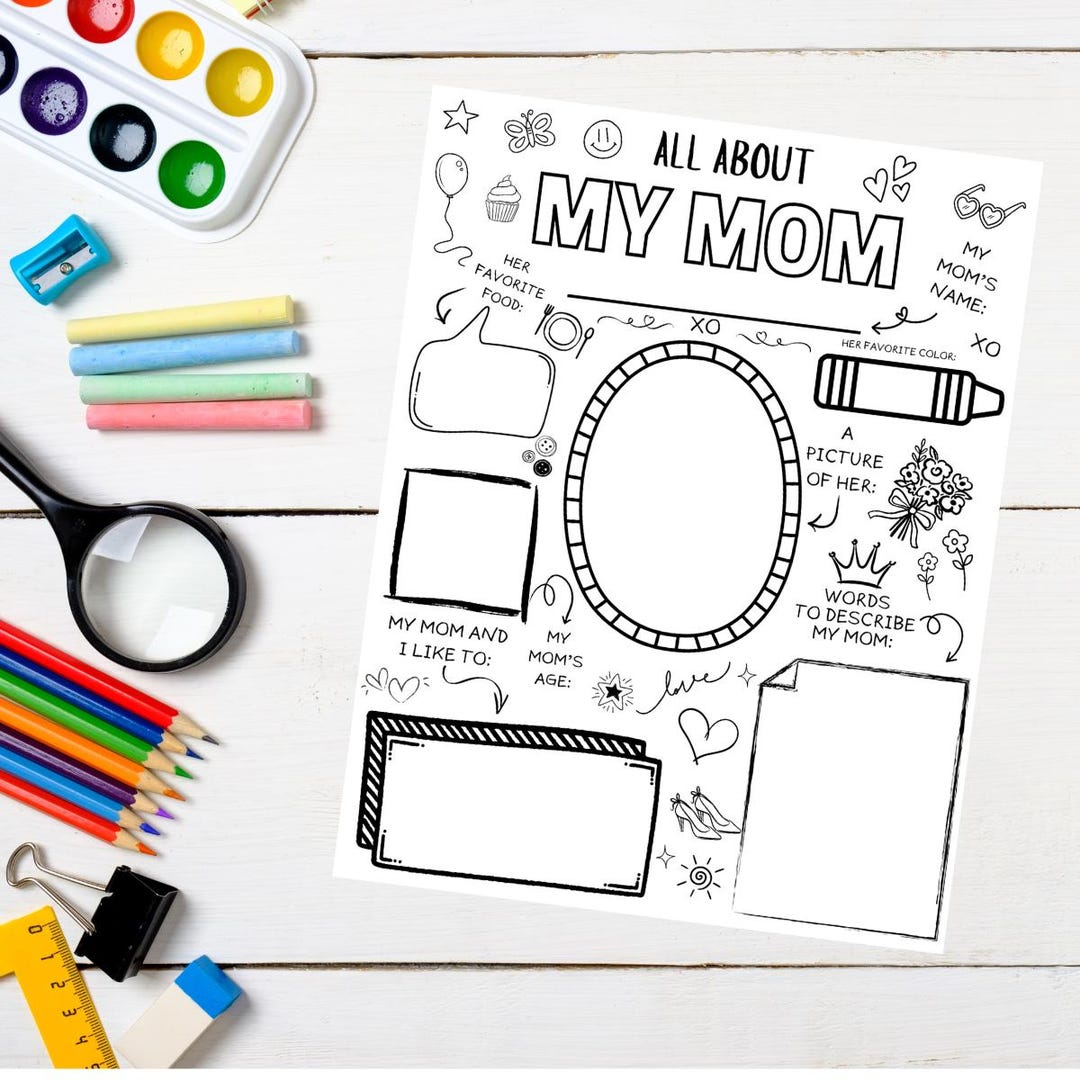 Mother’s Day Coloring Page | All About My Mom Printable - Etsy