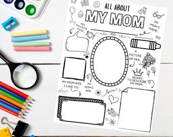 All About My Mom Mum Fill in the Blank | All About Mom Printable ...