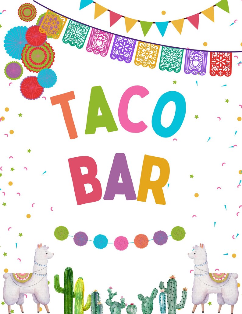 Fiesta Taco Bar Sign: Printable Mexican Theme Decor (instant Download ...