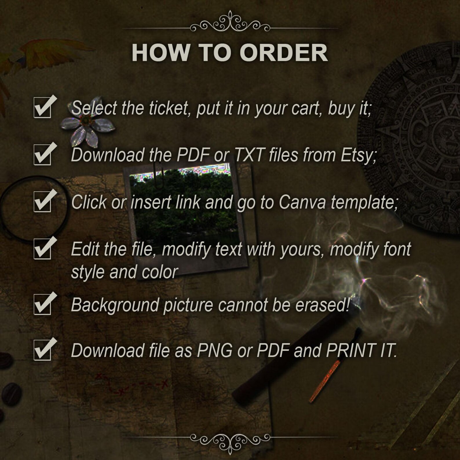 Vintage Printable SIX Ticket, Editable Six Tickets, Musical Fake ...