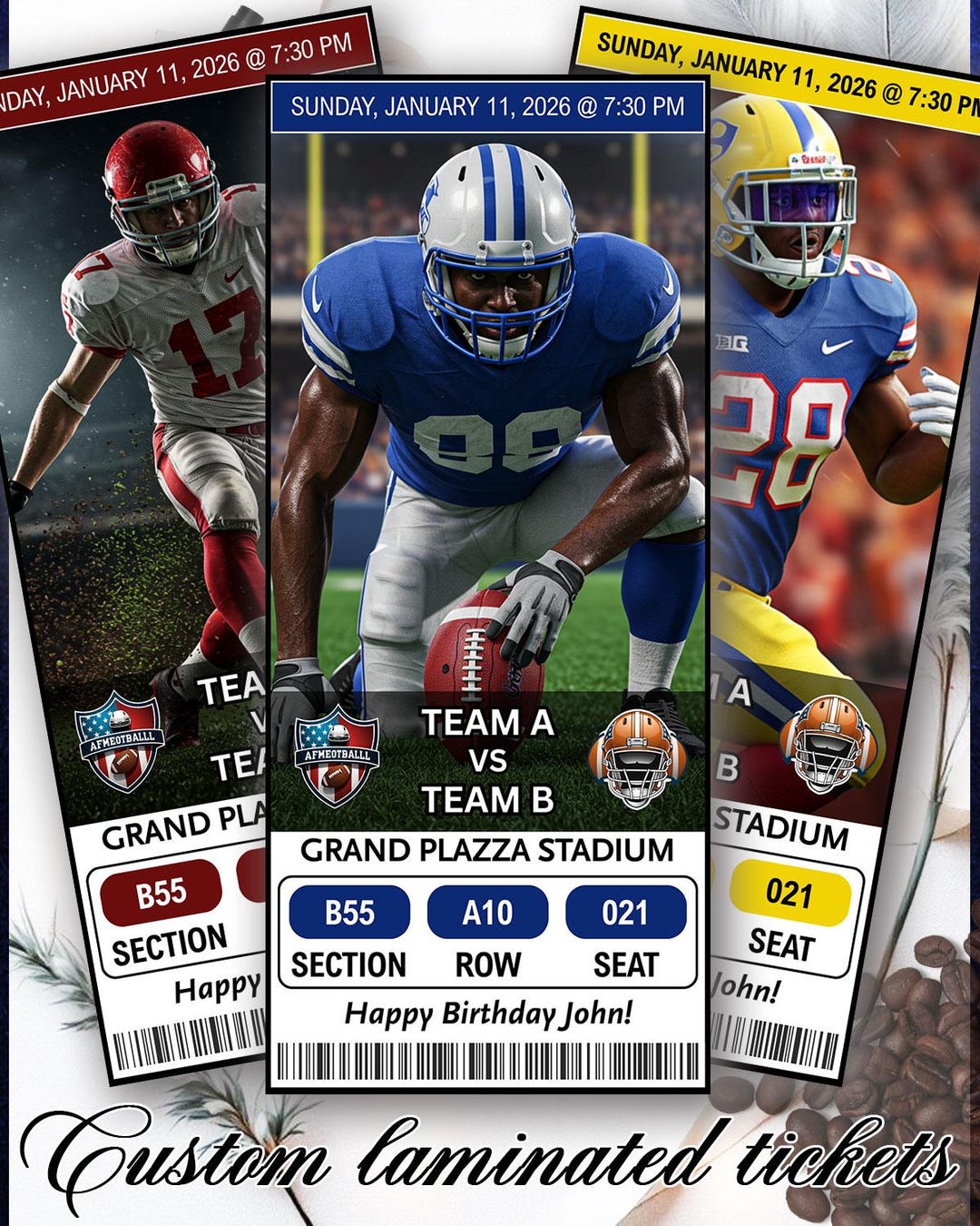 Physical Laminated Football Event Ticket Stub Template, Football ...