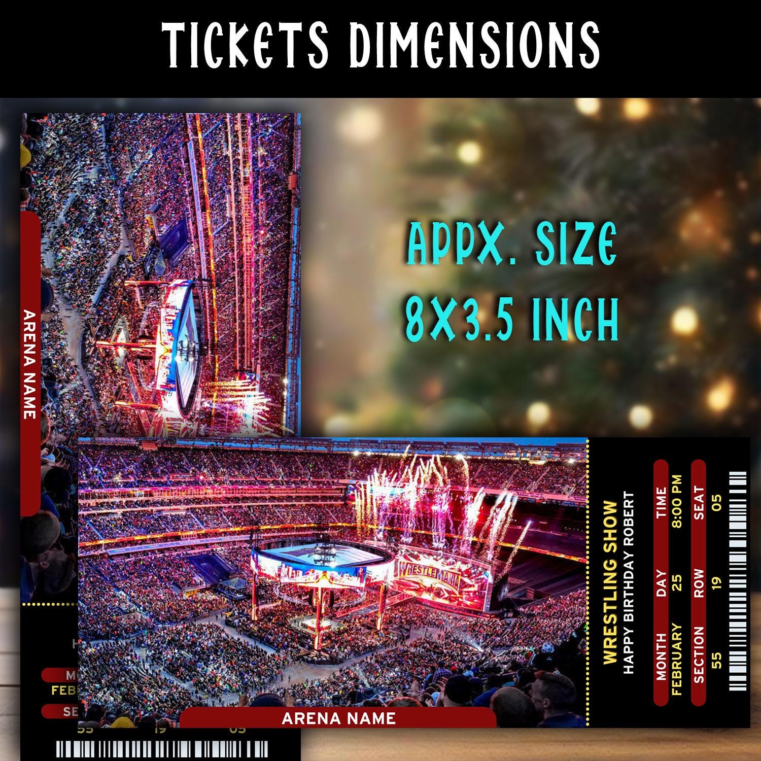 Physical Laminated Wrestling or Boxing Event Ticket Stub Template ...
