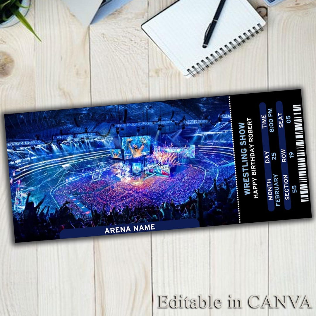 INSTANTLY EDIT Wrestling or Boxing Event Ticket Stub Template, Gift ...