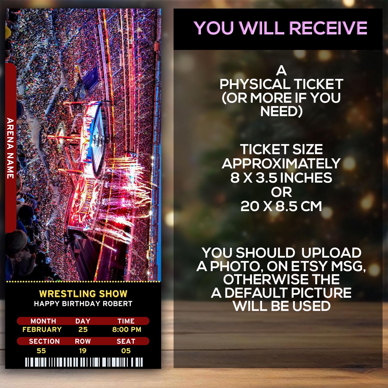 Physical Laminated Wrestling or Boxing Event Ticket Stub Template ...