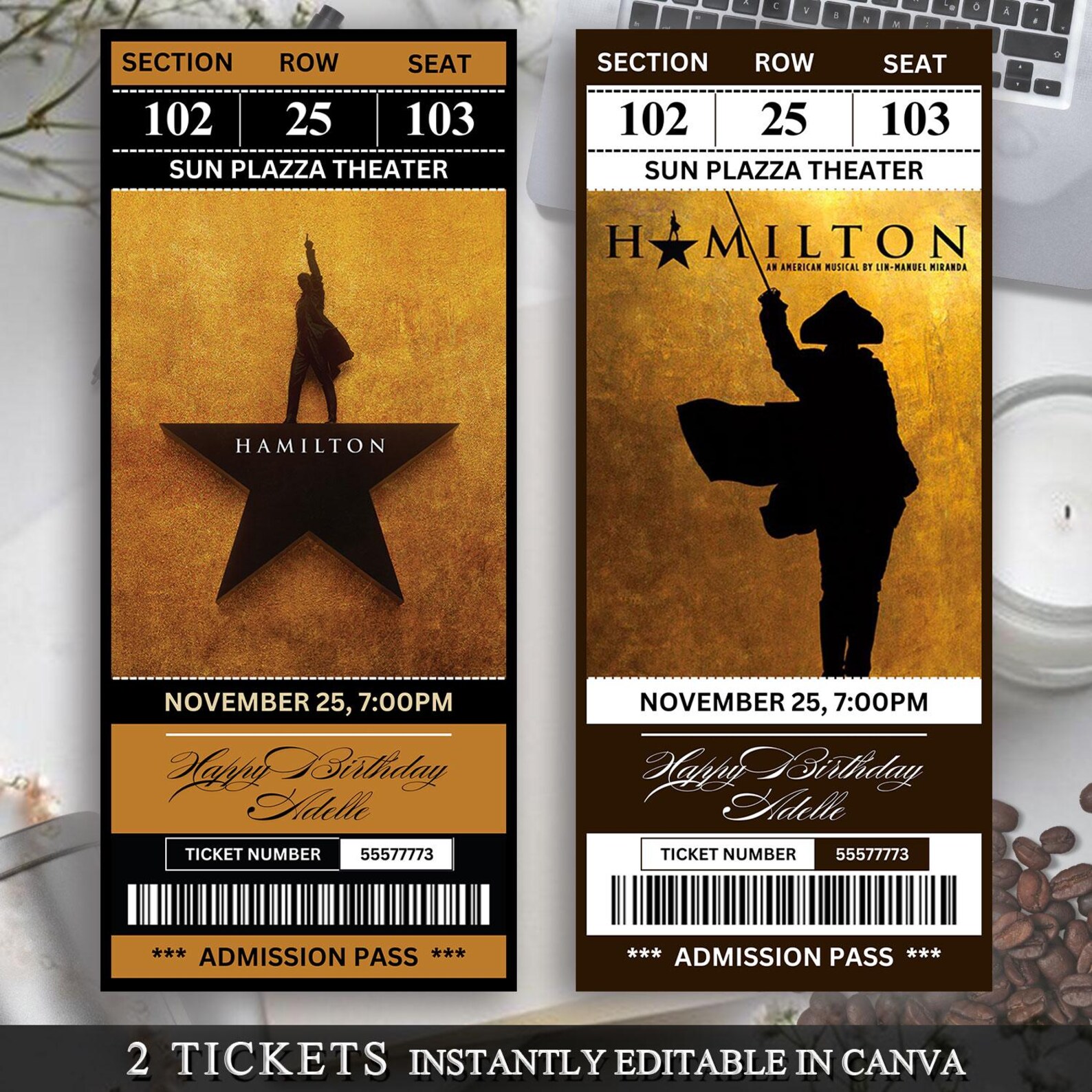 Printable Hamilton Broadway Surprise Ticket, Hamilton the Musical ...