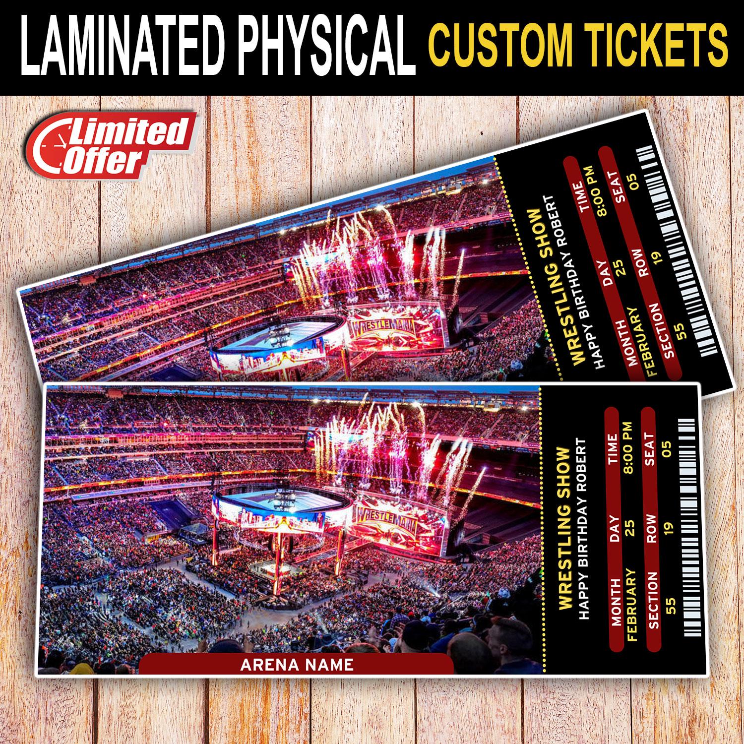 Physical Laminated Wrestling or Boxing Event Ticket Stub Template ...