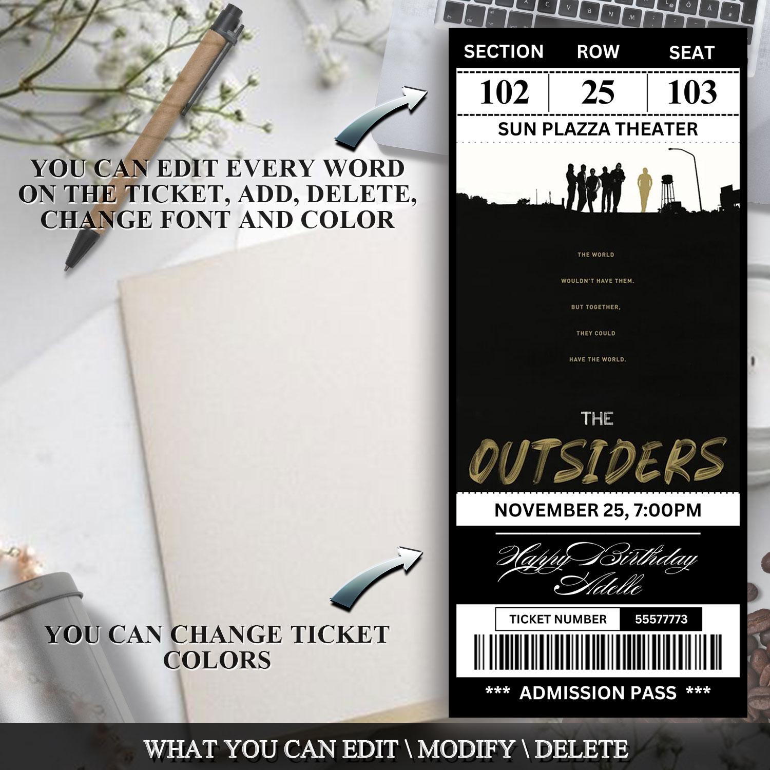 Printable Canva the OUTSIDERS Musical Ticket Template, the OUTSIDERS ...