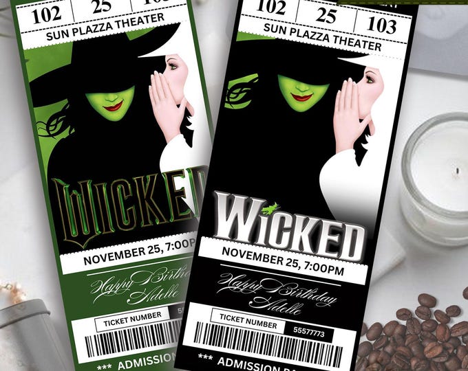 Wicked the Musical Ticket Reveal Card, Wicked Ticket Gift, Ticket ...