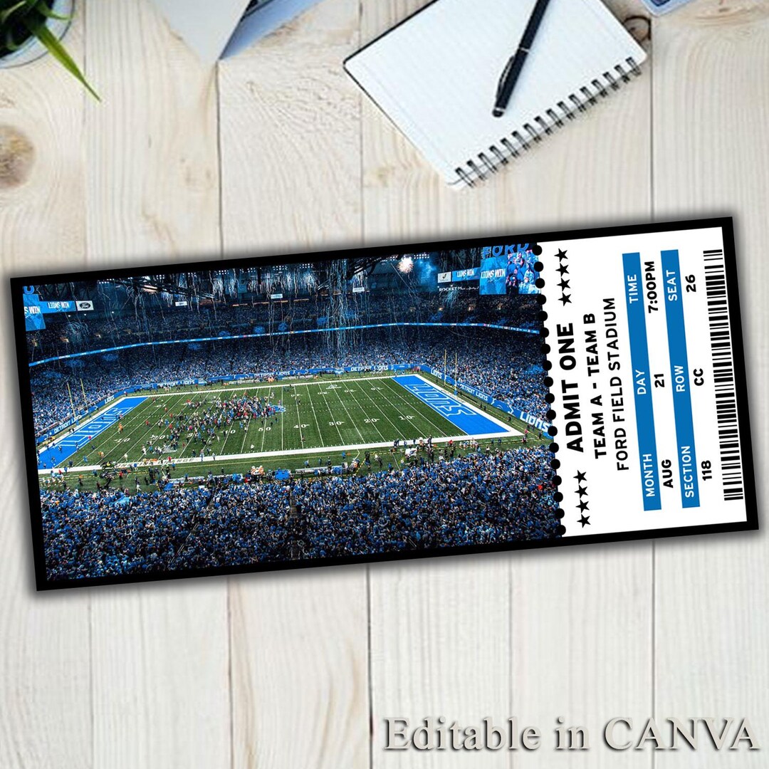 INSTANTLY CANVA EDIT Football Ticket Stub Template, Professional Sport ...