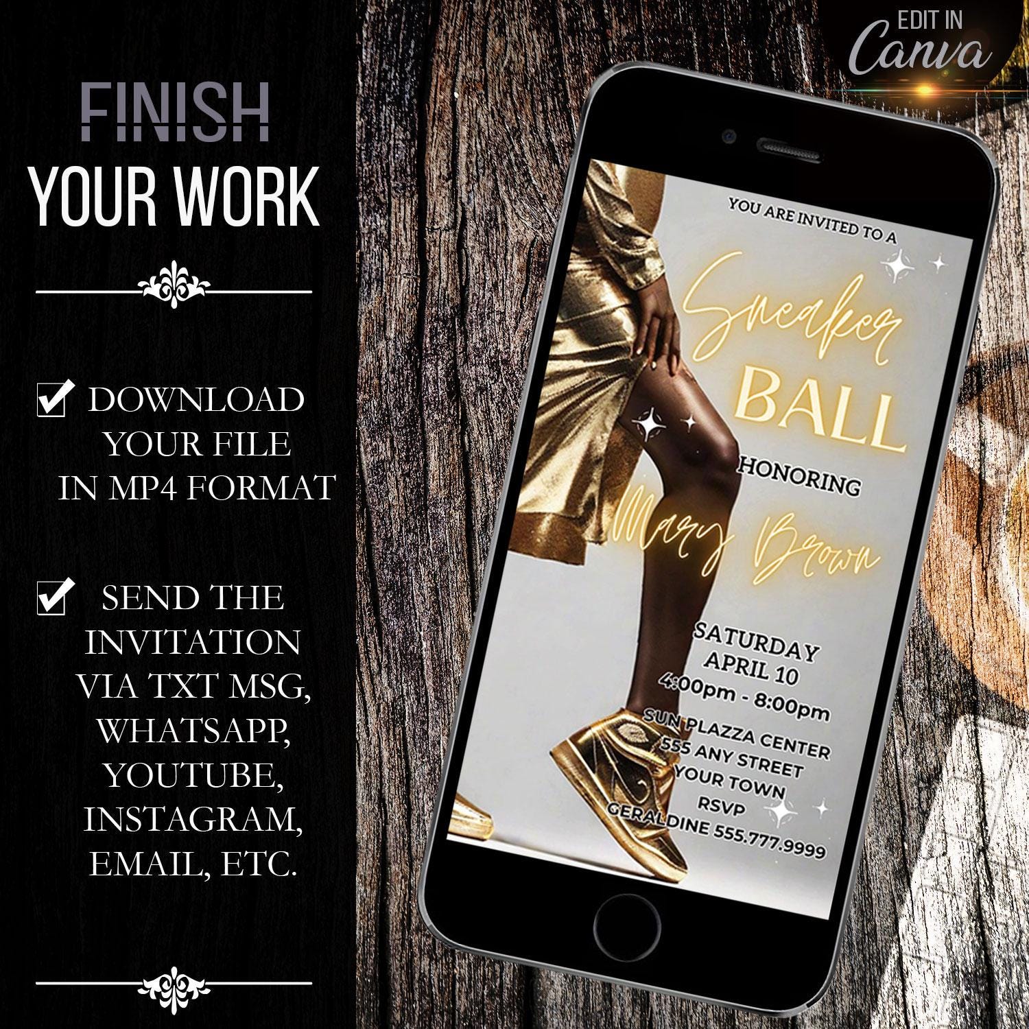 Gold Sneaker Ball Party Invitation, Birthday Invite, Sneaker Gala ...