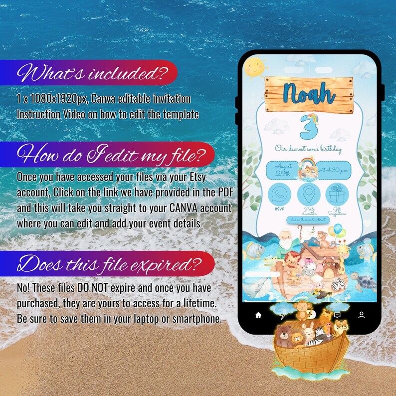 Instant Download Birthday Invite Kids, Interactive Canva Birthday ...