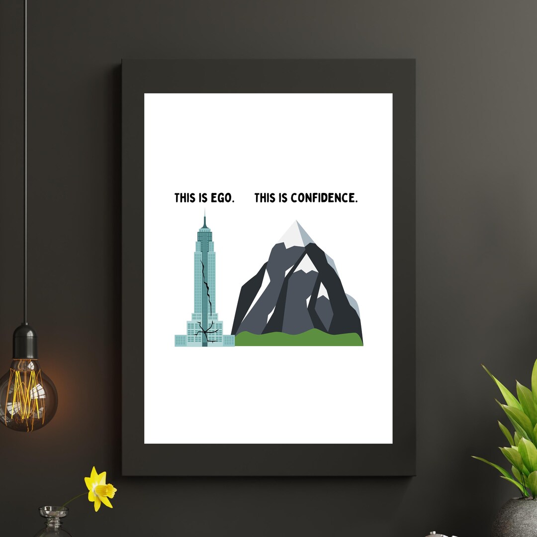 Ego Vs Confidence Poster Quote Wall Art to Boost Motivation Living Room ...