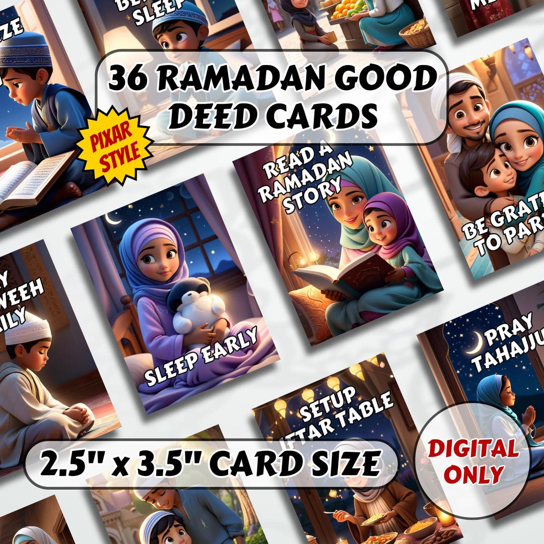 36 Ramadan Good Deed Cards Printable Ramadan Cards for Kids in Disney ...