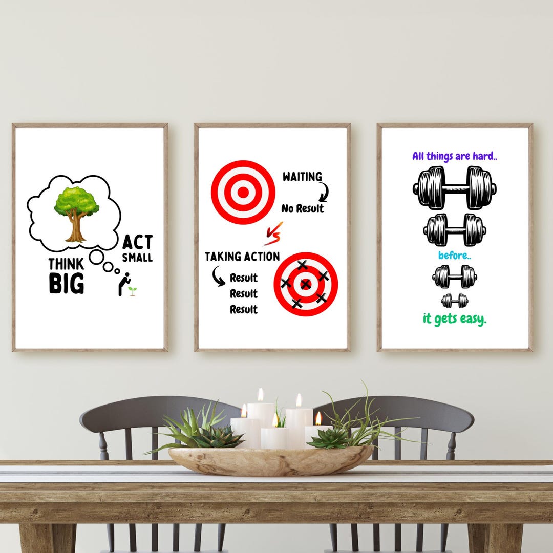 Printable Wall Art Set of 3 Motivational Decorating Wall Art Poster ...