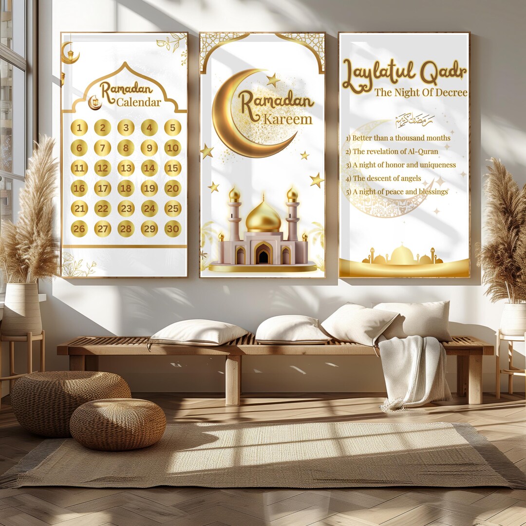 Ramadan Kareem Digital Poster Set of 3 Wall Art Countdown Calendar ...