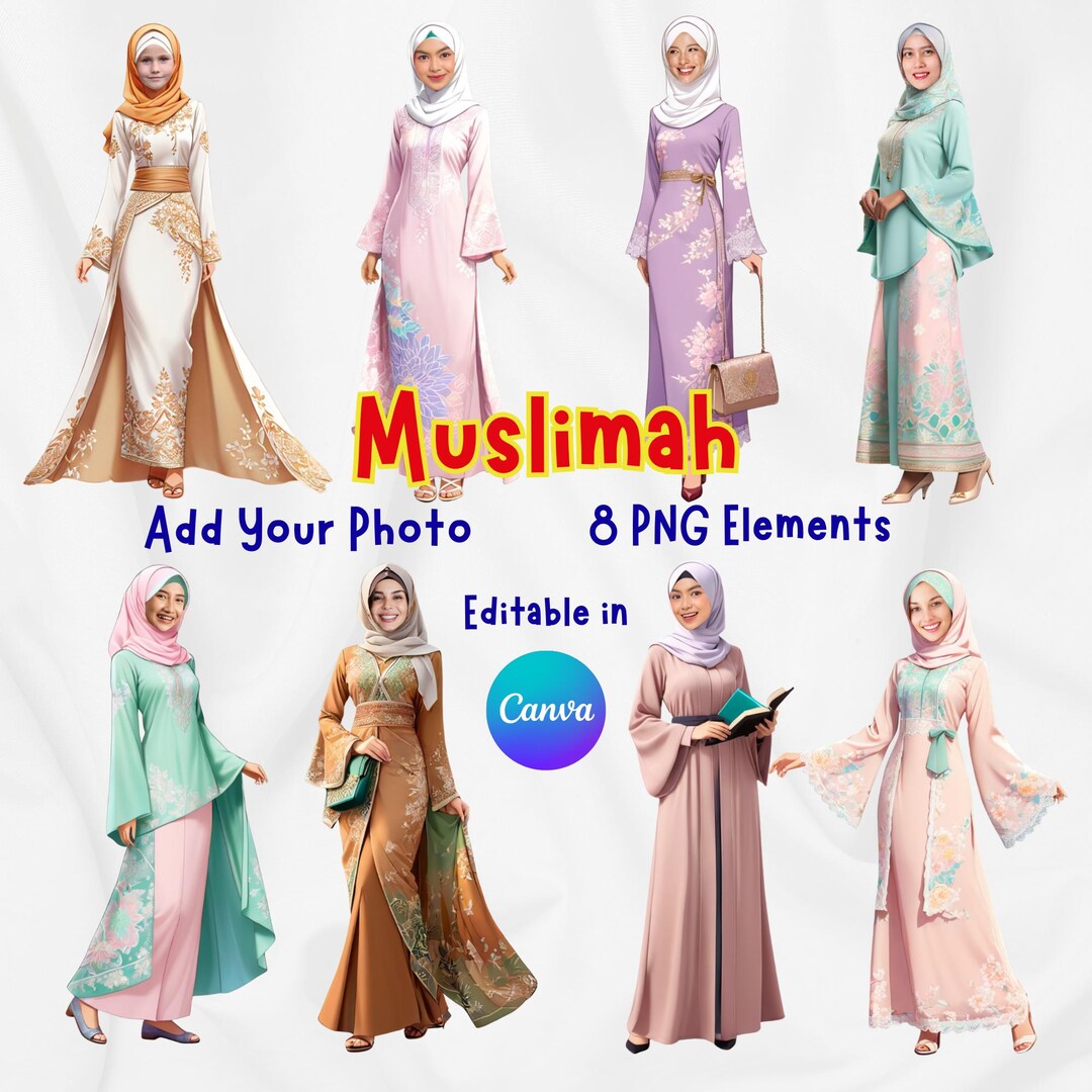 Personalized Muslimah Hijabi Clipart – Add Your Own Photo | DIY ...
