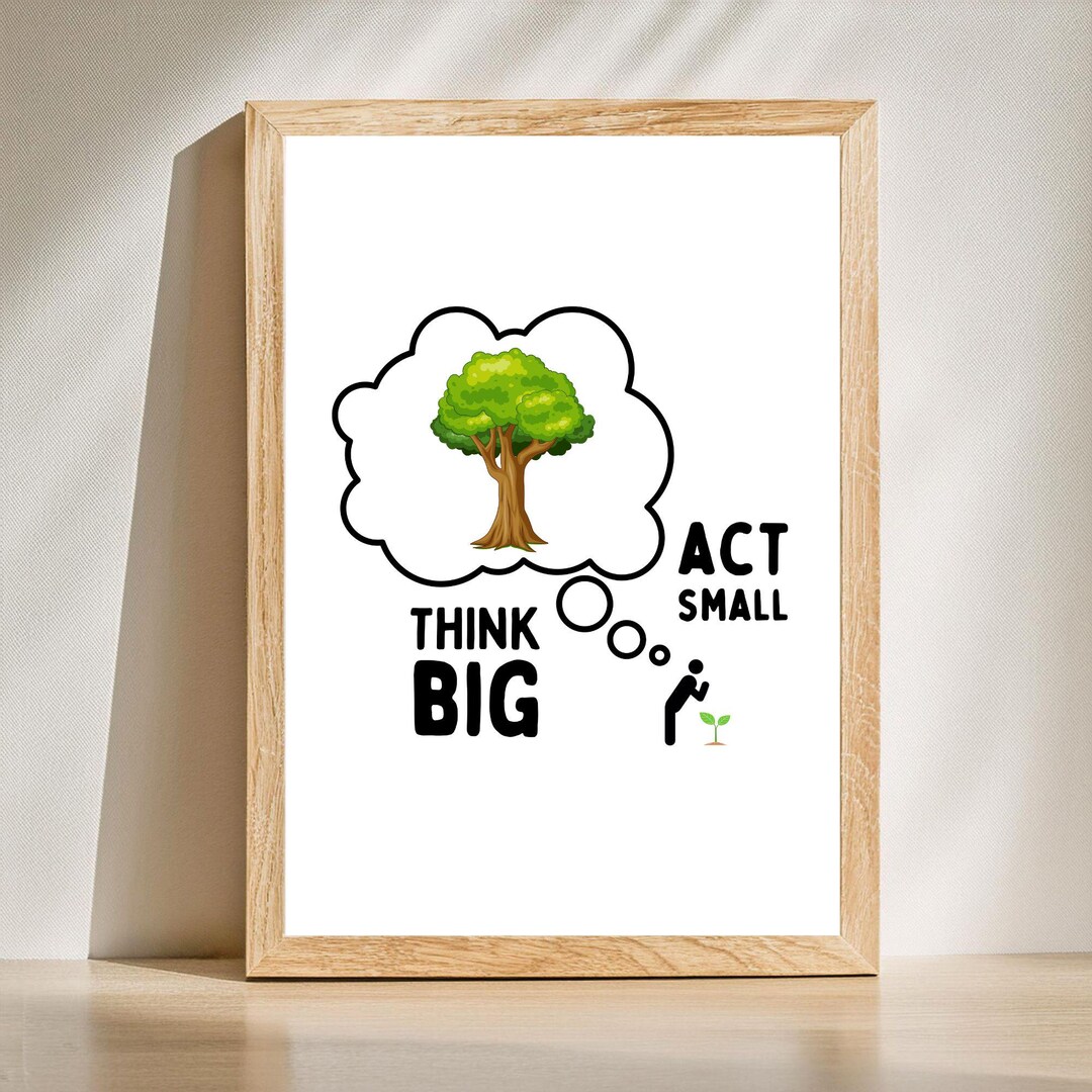Think Big Act Small Digital Download Print Wall Art Motivational Poster ...