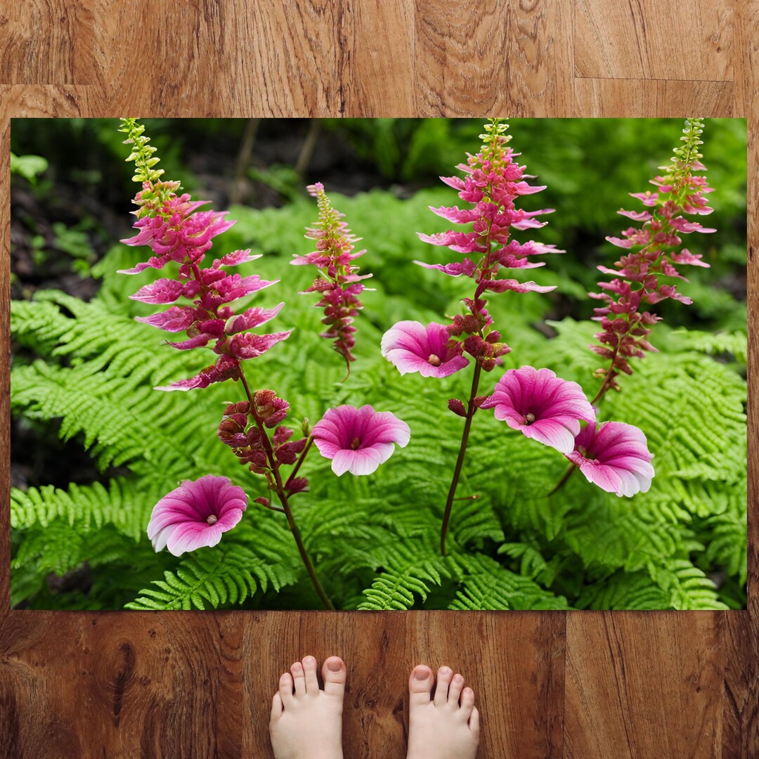 Flowering-fern Rug, Fern Welcome Mat, Botanical Doormat, Porch ...