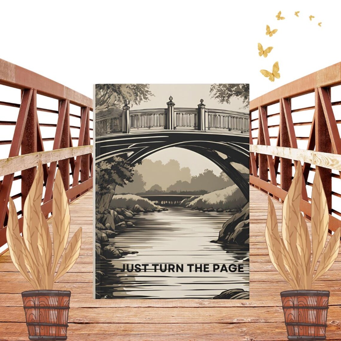 Just Turn the Page Journal Bridge Over Water Symbolizing New Beginnings ...