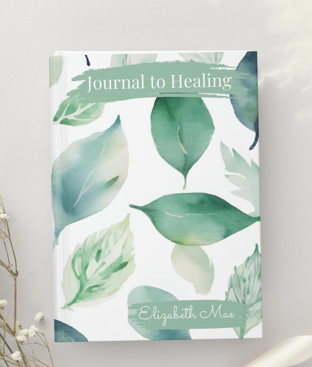 Personalized Healing Journal: Watercolor Leaf Reflective Notebook - Etsy