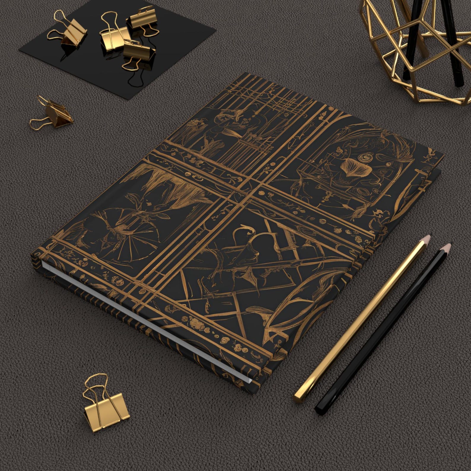 Dark Academia Hardcover Matte Journal With Vintage Gold Sketching on ...