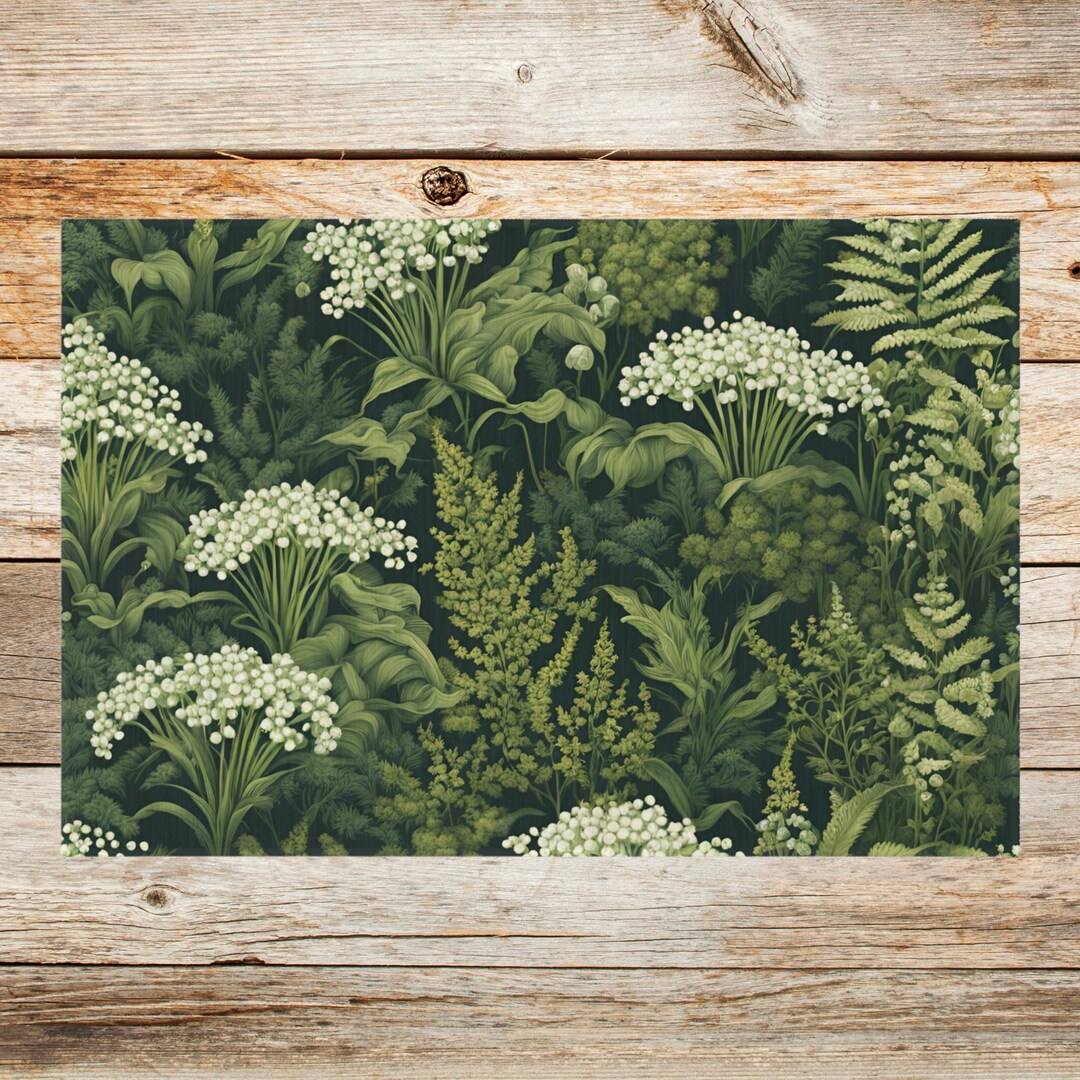 Flowering-fern, Botanical Doormat, Cottagecore Decorative Rug ...