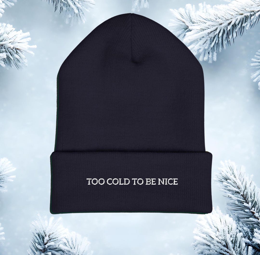 Funny Winter Hat, Too Cold to Be Nice Hat, Cold Weather Beanie ...