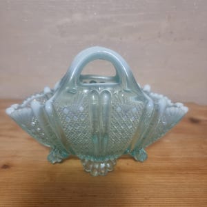 Thomas Davidson Blue Opalescent Pearline Glass Richelieu Posy Basket ...