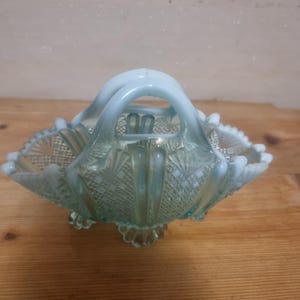 Thomas Davidson Blue Opalescent Pearline Glass Richelieu Posy Basket ...