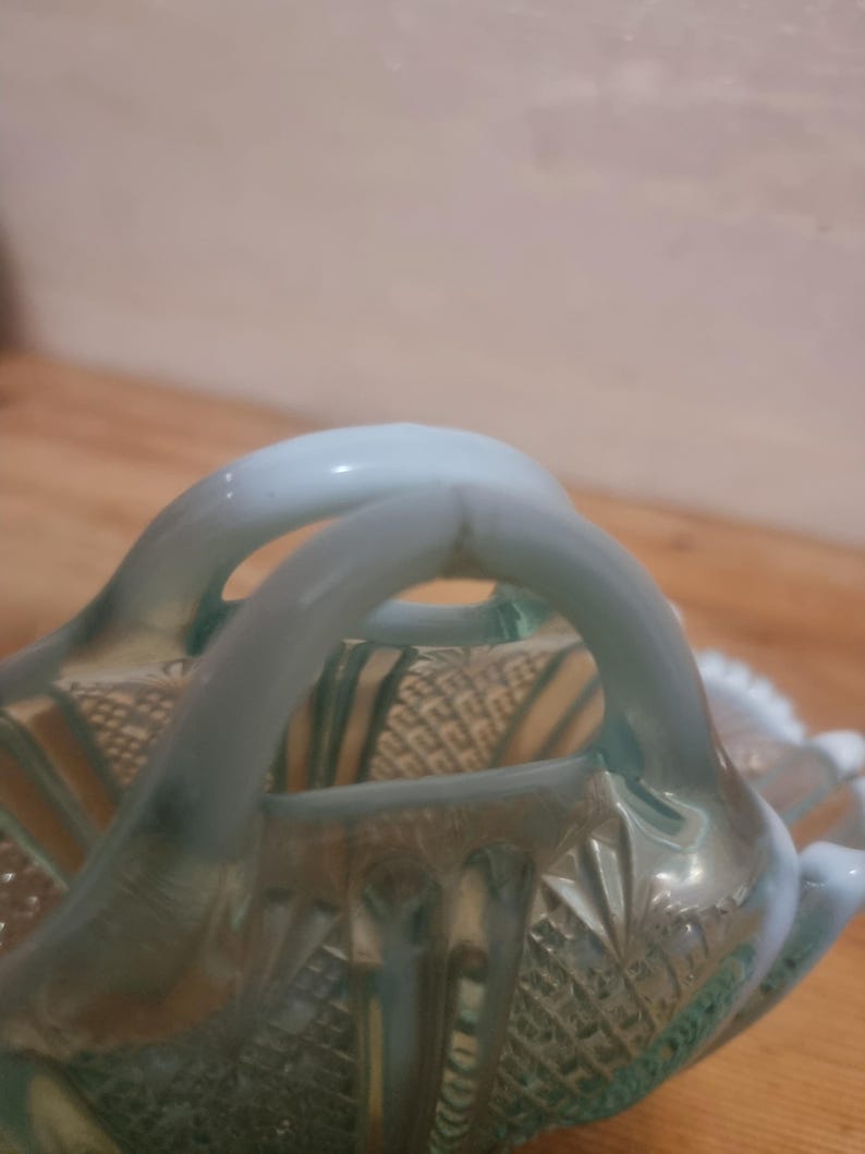 Thomas Davidson Blue Opalescent Pearline Glass Richelieu Posy Basket ...