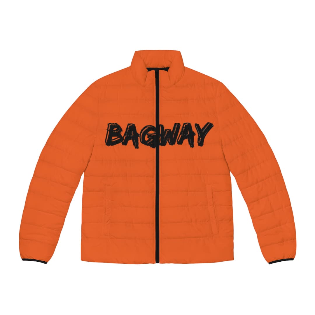 Orange Rage Men's Puffer Jacket, Exclusive Bagway Winter Coat, Bright ...