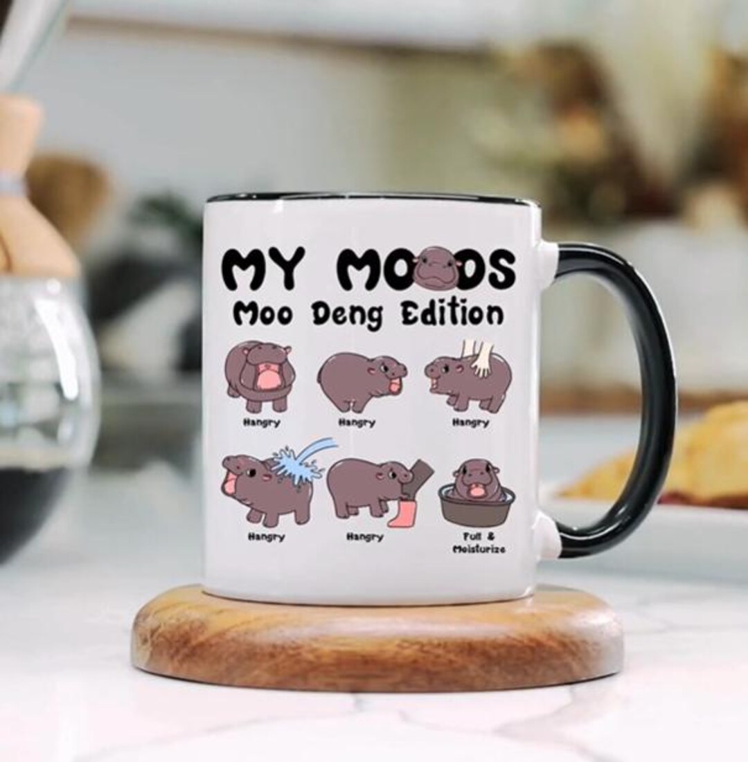 Moodeng Mug, Cute Hippo Gift, Funny Animal Coffee Cup, Moo Deng Meme ...