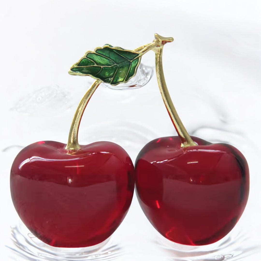 Crystal Cherry Figurinen , Glass Fruit , Tabletop Centerpiece , Cherry ...