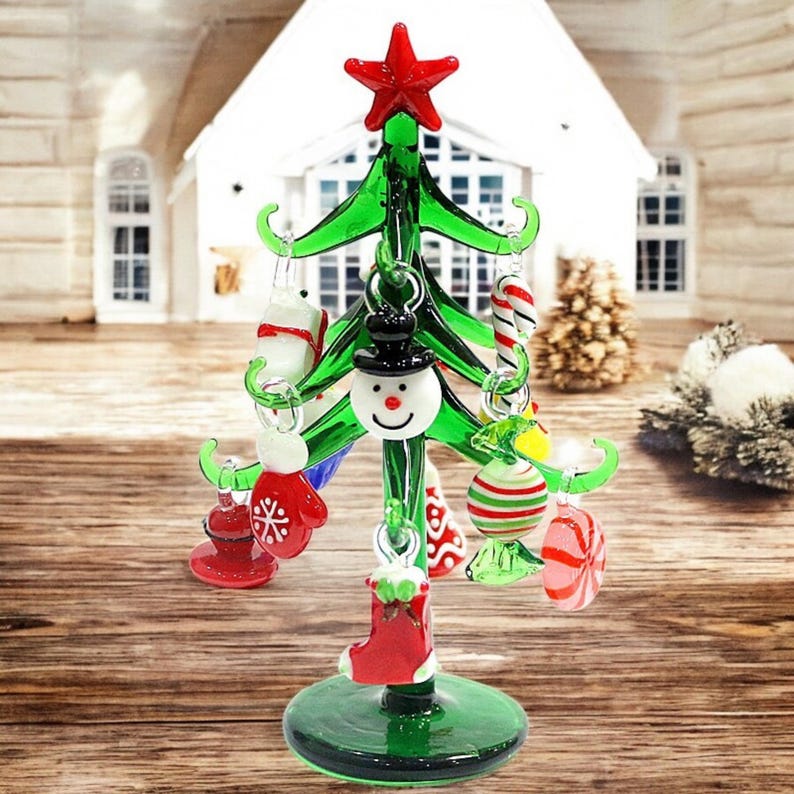 Handmade Stained Glass Figurines,glass Christmas Trees,glass Miniature ...