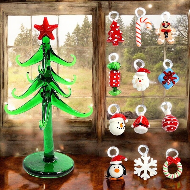 Handmade Stained Glass Figurines,glass Christmas Trees,glass Miniature ...