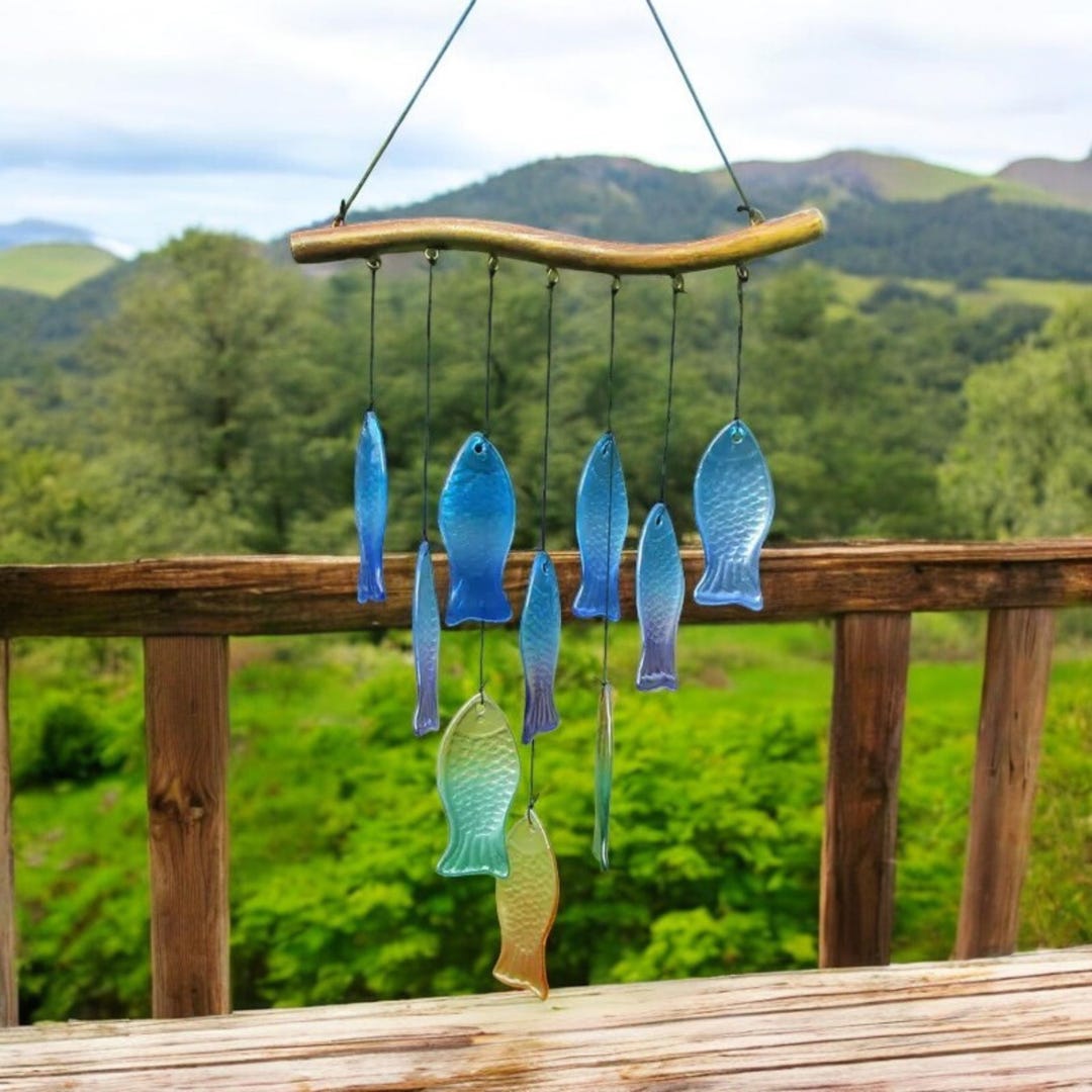 Glass Wind Chime, Fish Style, Hanging Wind Chime, Sounds, Home Decor ...