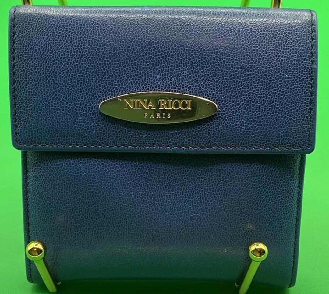 A Rare Beautiful Blue Leather Vintage Nina Ricci Made in Spain Snap ...