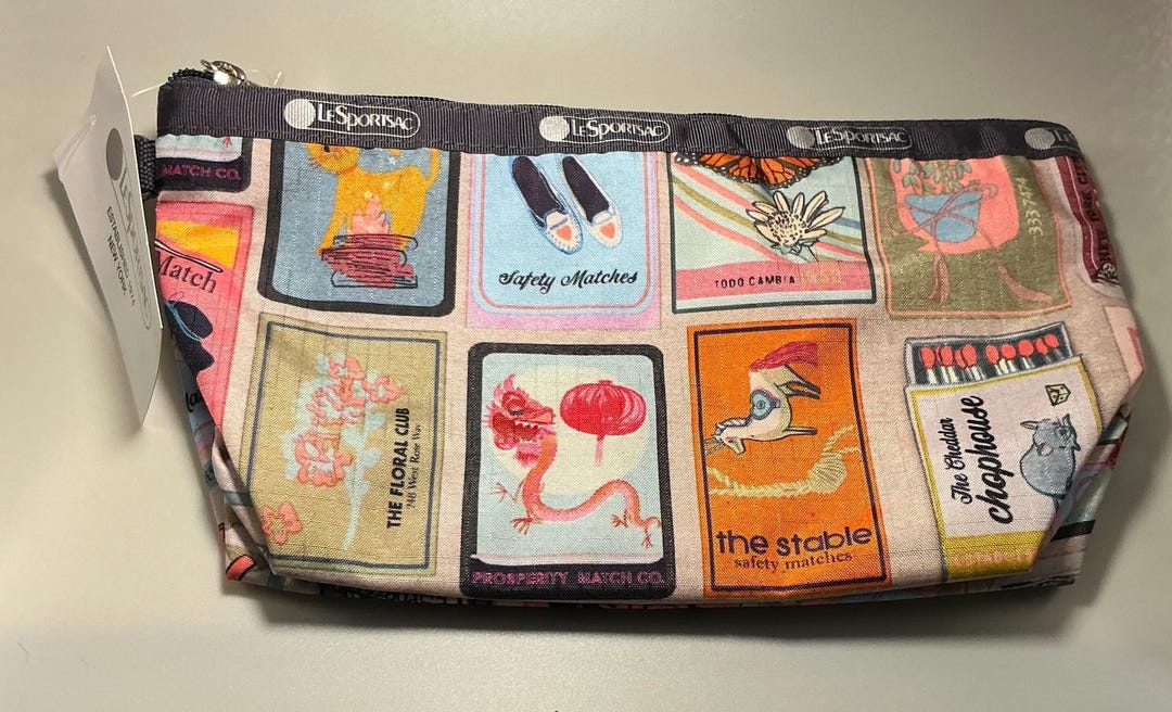 A HTF Vintage Lesportsac Rare Perfect Match Print Lily NWT Cosmetic Zip ...