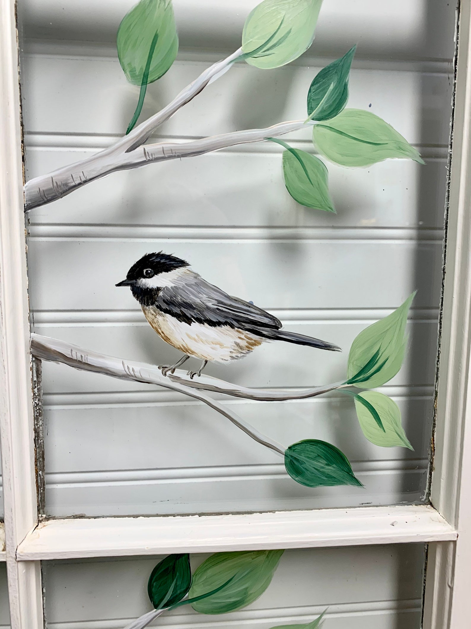 Painted Chickadee Window Birch Tree Art Chickadee Birch Art - Etsy