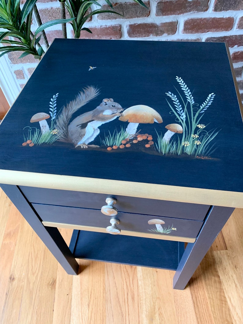 Squirrel End Table / Woodland Furniture /painted Furniture - Etsy