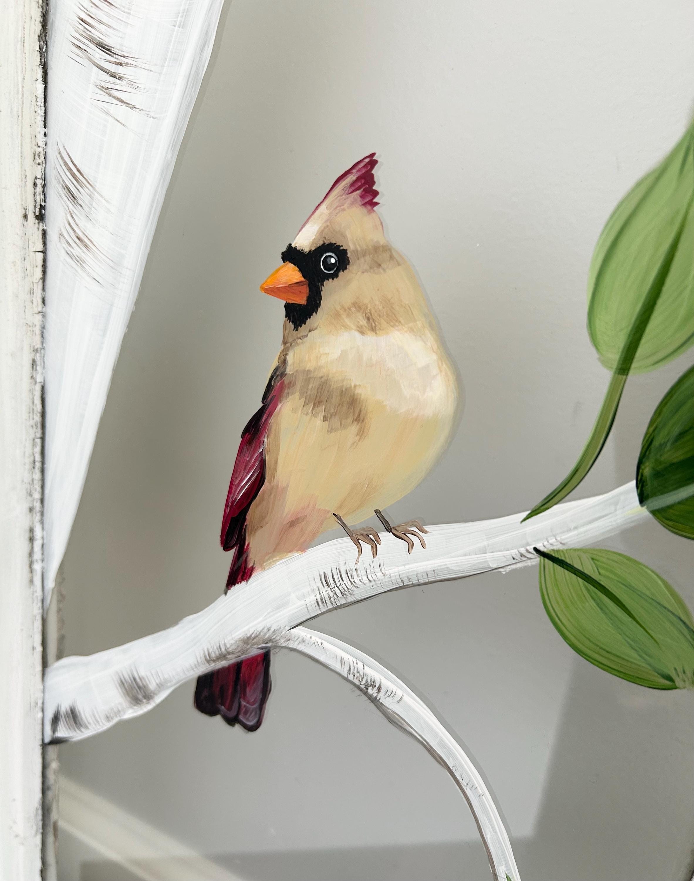 Cardinal Painted Window, Old Painted Window, Cardinal Art, Window Art ...