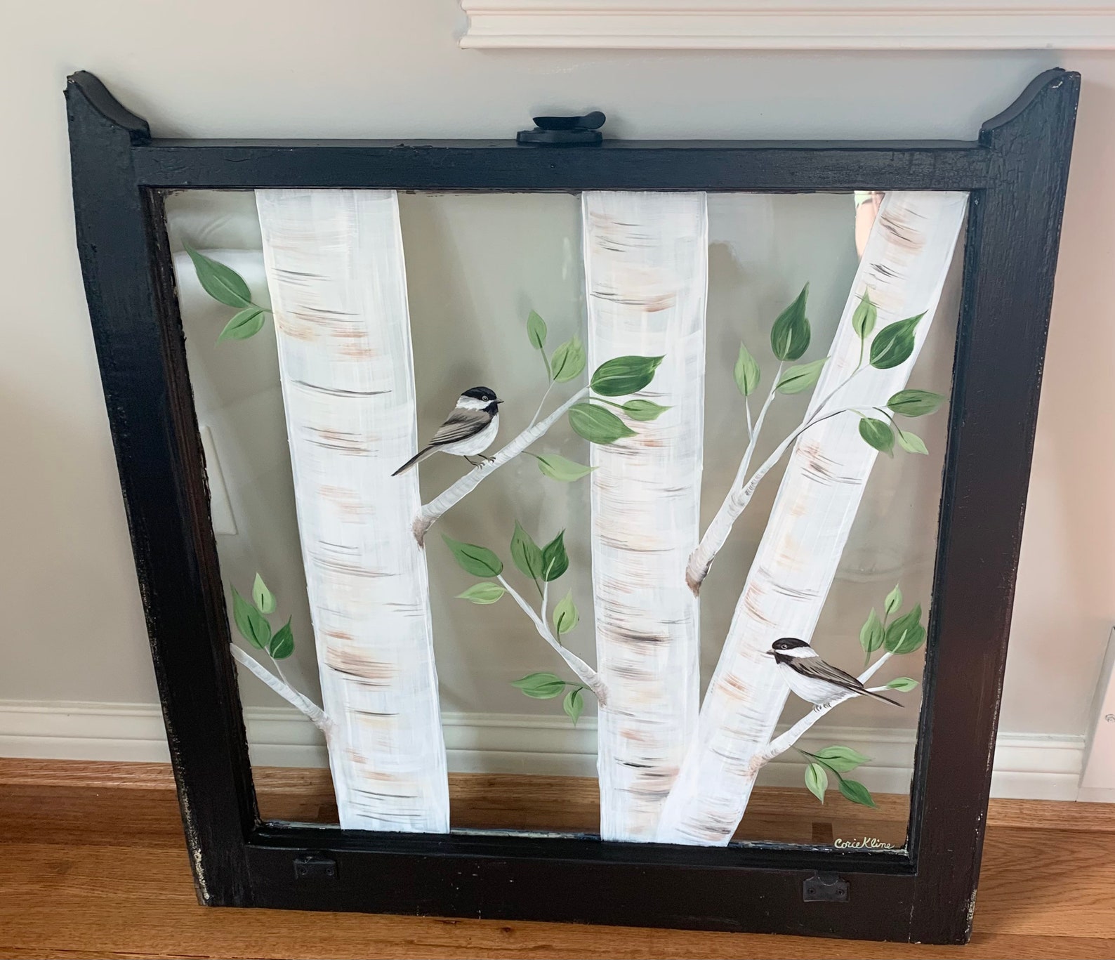 Painted Chickadee Window Birch Tree Art Chickadee Birch Art - Etsy