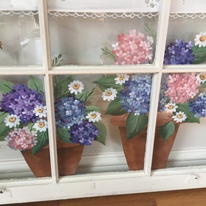 Painted Hydrangea Window, Hydrangeas Art, Old Painted Window - Etsy