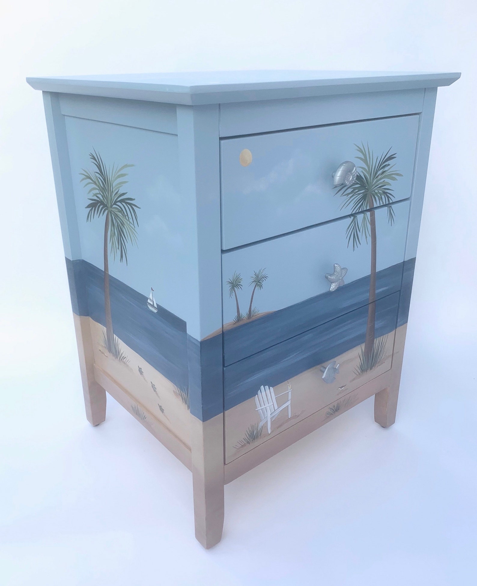Painted Beach Nightstand Painted Ocean Nightstand Beach End - Etsy