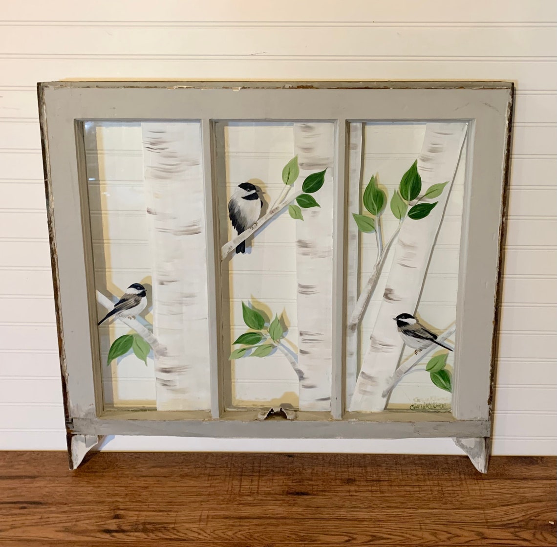 Painted Chickadee Window Birch Tree Art Chickadee Birch Art - Etsy