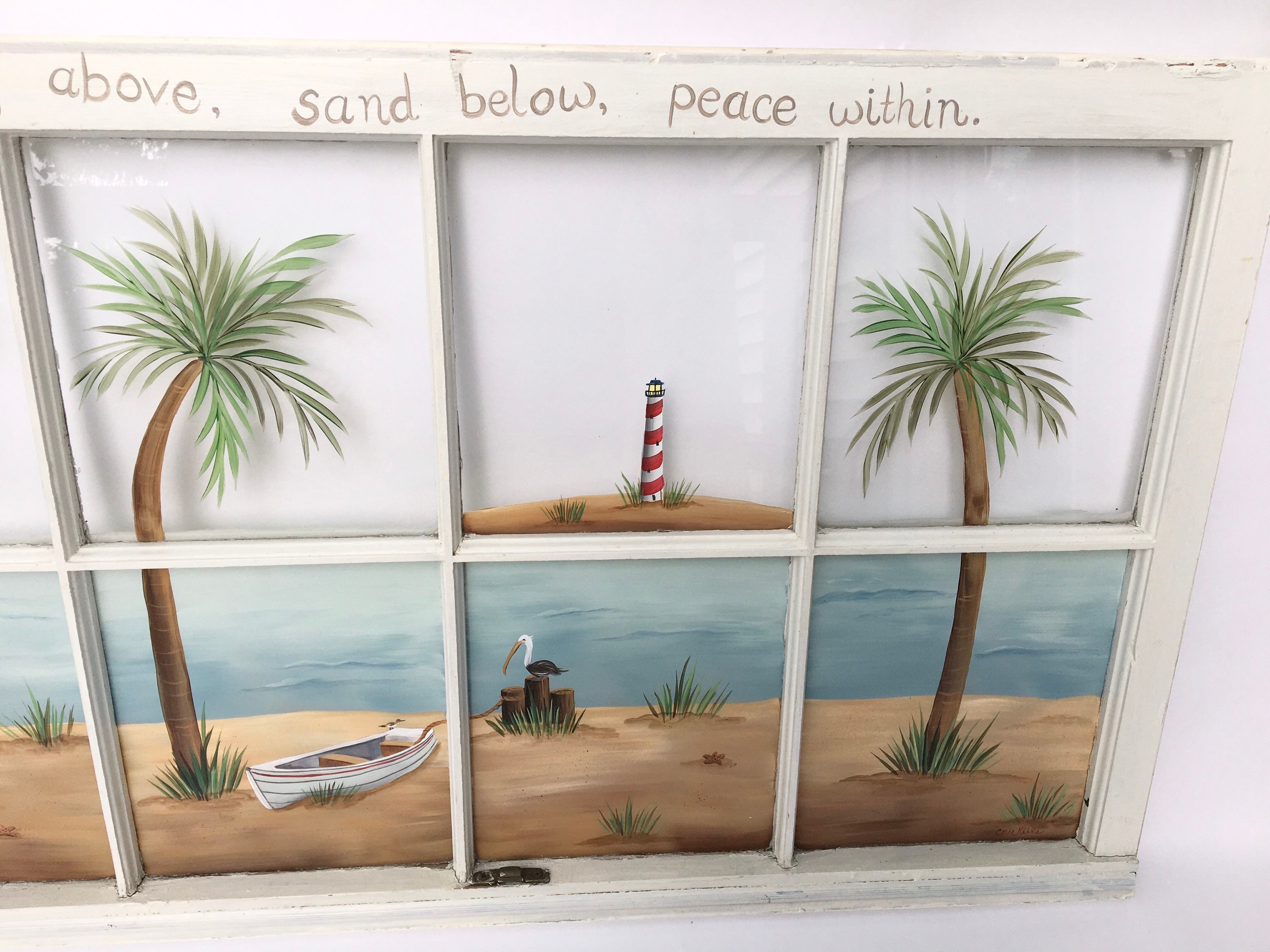 Beach Scene Window Beach Painted Window Old Window Art | Etsy