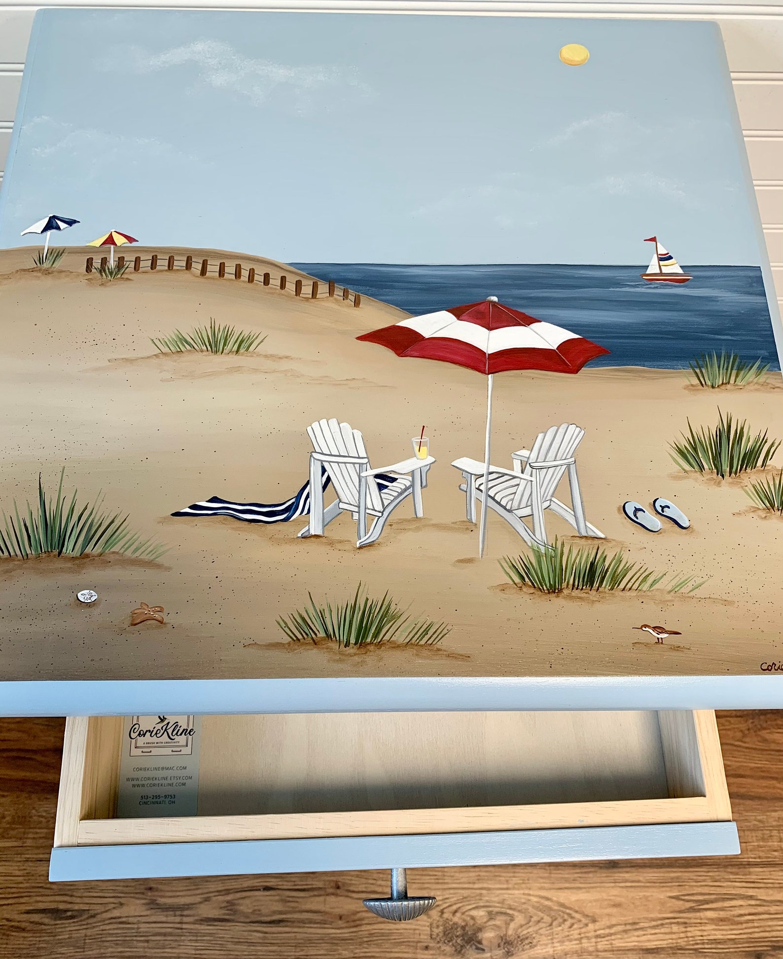 Beach End Table Ocean End Table Painted Beach Furniture - Etsy