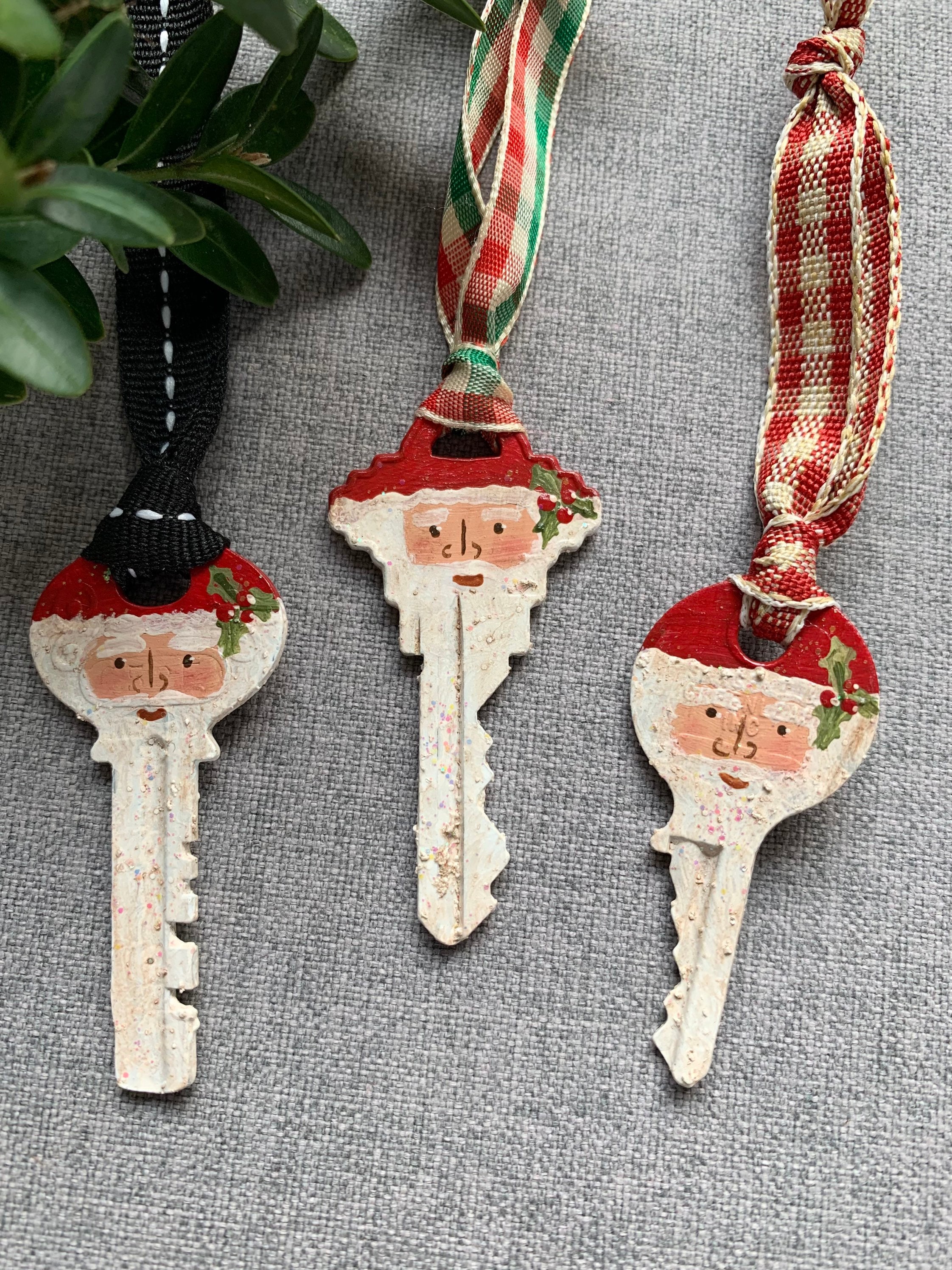 Santa Key Ornament, Painted Santa Key, Christmas Ornament, Handmade ...