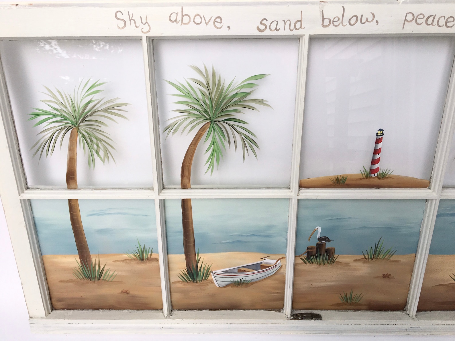 Beach Scene Window Beach Painted Window Old Window Art | Etsy